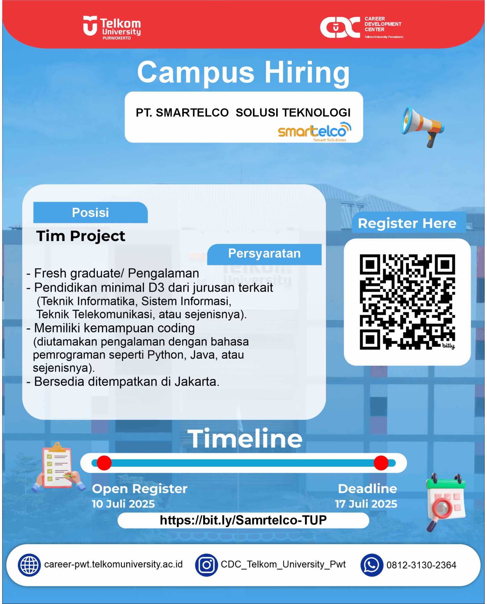 Campus Hiring Smartelco – CDC Telkom University Purwokerto